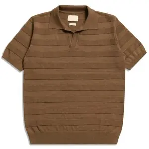 PERALUNA Marsan Polo-neck Short Sleeved Pure Organic Cotton Knit T-shirt - Brown