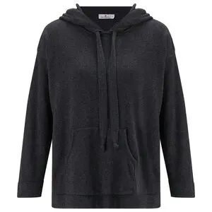 PERALUNA Cashmere Blend Knit Hoodie Pullover Sweater Anthracite - Grey