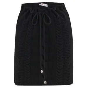 PERALUNA Cable Knit Cashmere Blend Knitwear Mini Skirt - Black