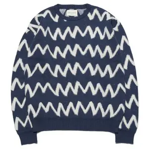 PERALUNA Drop Shoulder Knit Insignia /white Zig Stripe - Blue