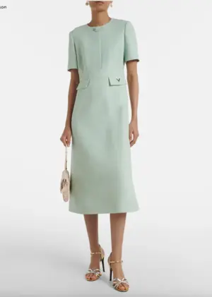 Valentino Garavani Crepe Couture Vgold Midi Dress - Blue