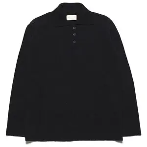 PERALUNA Kier Knitted Polo Black Lambswool Blend