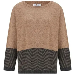 PERALUNA Mabel Pullover Jacquard Pattern Knit Jumper In Pale Taupe - Brown