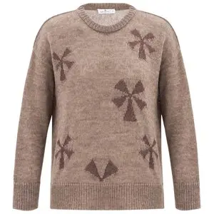 PERALUNA Glittery Mill Patterned Alpaca Blend Knitwear Pullover Melange - Brown