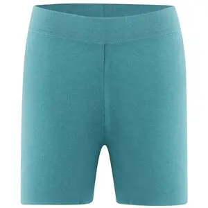 PERALUNA 100% Cotton Elastic Waist Shorts Turquoise
