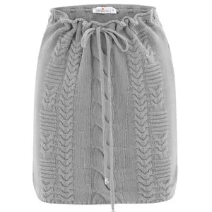 PERALUNA Cable Knit Cashmere Blend Knitwear Mini Skirt Melange - Grey