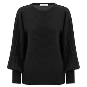 PERALUNA O-neck Subtle Glitter Detailed Knitwear Blouse - Black