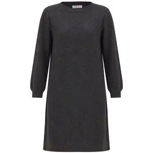 PERALUNA Lucia Subtle Lurex Jacquard Pattern Knit Dress Anthracite Melange