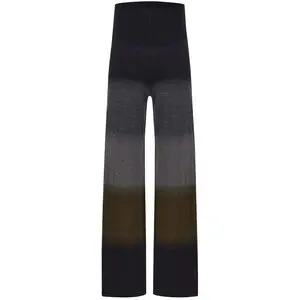 PERALUNA Color Transition Bell Bottom High-waisted Knit Trousers Black/grey - Black/gray