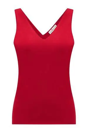 PERALUNA Ruby Top V-neck Fine Knit Tank Top
