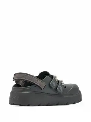 CROCS Loaferette Star Studded Buckle-strap Mules - Grey