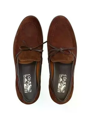 FERRAGAMO Suede Bow-detail Loafers