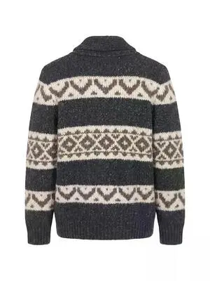 Peserico Patterned-intarsia Shawl-collar Cardigan