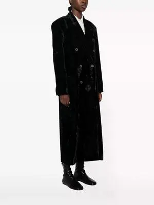 UMA WANG Lassie Crushed-velvet Double-breasted Coat