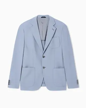 Giorgio Armani Single-breasted Virgin Wool Seersucker Jacket - Grey