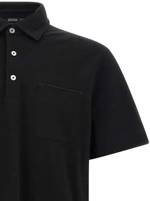 Zegna Cotton Polo Shirt - Black