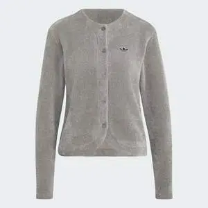 Adidas Prem Ess Chenille Button Up Cardigan Grey - Grey Three