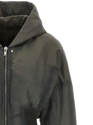 Rick Owens Hooded Cropped Flight' Bomber Jacket - Gray