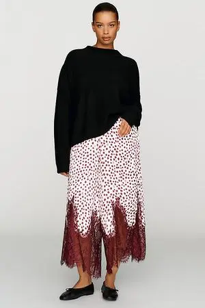 Maeve Lace Trim Culotte Pants - Purple Pattern