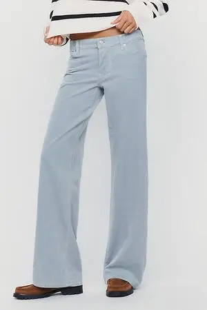 FRAME The Gray Corduroy Low-rise Wide-leg Jeans