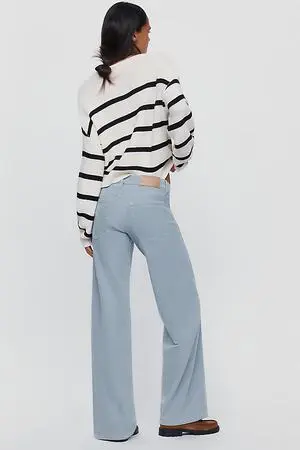 FRAME The Gray Corduroy Low-rise Wide-leg Jeans