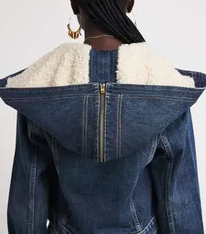 Ulla Johnson Shearling-trimmed Sybil Denim Jacket - Blue