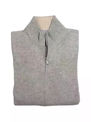 GRAN SASSO Zip-up Ribbed-collar Sweater - Grey