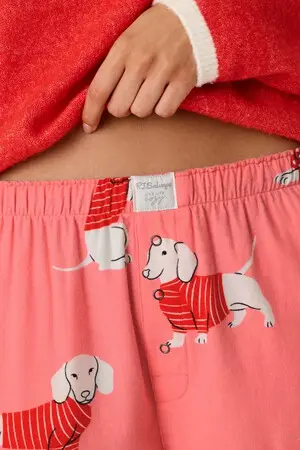 PJ Salvage Dachshund Print Flannel Pajama Pants