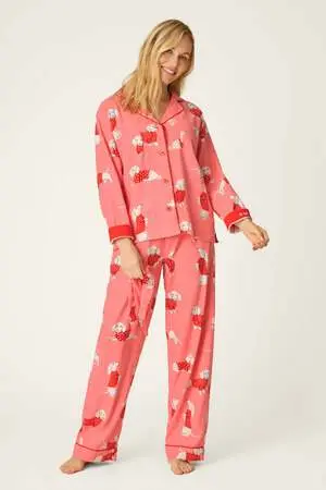 PJ Salvage Dachshund Print 3-piece Flannel Pajama Set