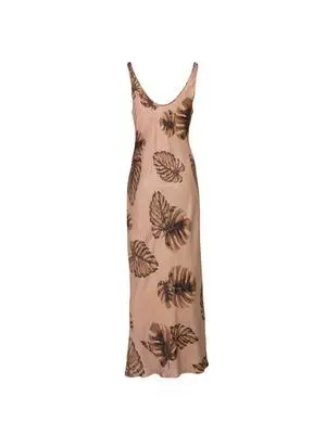 L'Agence Akiya Palm-print Maxi Dress - Brown