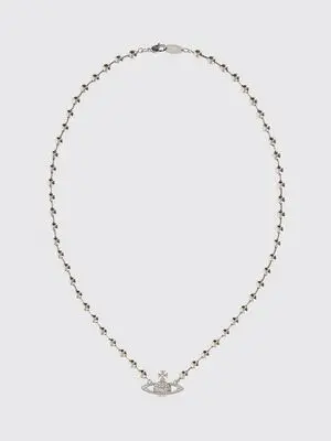VIVIENNE WESTWOOD Metal Choker Necklace With Orb Pendant And Crystals - Platinum