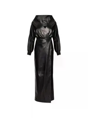Balenciaga Wrap-style Leather Maxi Dress