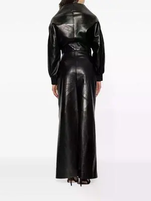 Balenciaga Wrap-style Leather Maxi Dress