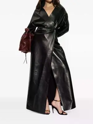 Balenciaga Wrap-style Leather Maxi Dress