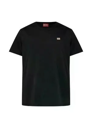 DIESEL® Cotton T-shirt With Mini Logo - Black