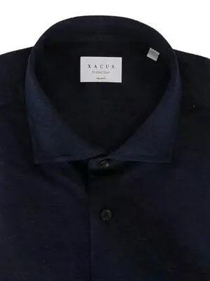 XACUS Knitted Spread-collar Shirt - Blue
