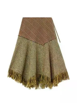 GANNI Skirt In Patchwork Check Brown