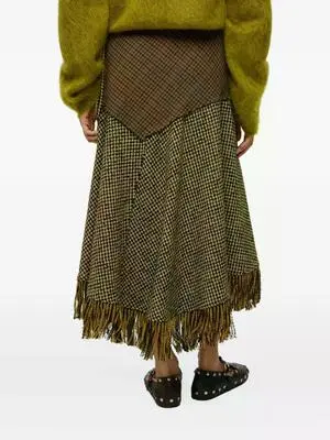 GANNI Skirt In Patchwork Check - Brown