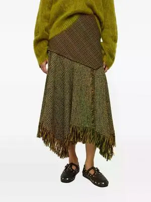 GANNI Skirt In Patchwork Check - Brown