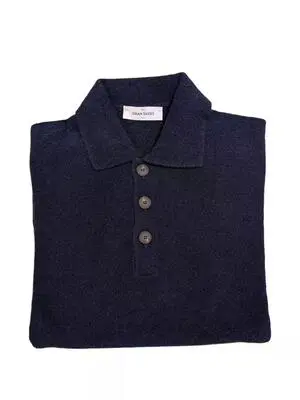 GRAN SASSO Bouclé-knit Polo Sweater - Blue