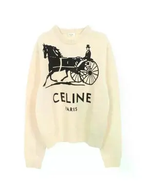 Celine Logo Crew-neck Sweater - Neutrals