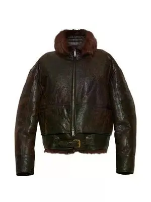 Dsquared2 Shearling-trim Leather Jacket
