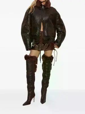 Dsquared2 Shearling-trim Leather Jacket