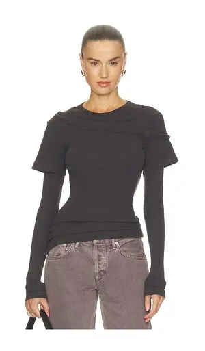 AGOLDE Harlon Top In Grey - Forge