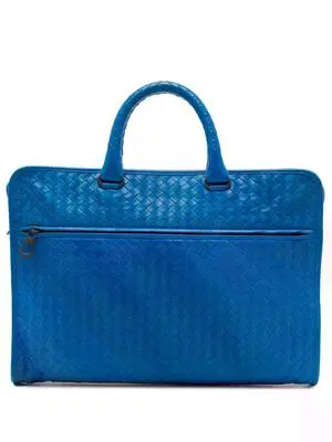 Bottega Veneta 2012-2026 Nappa Intrecciato Briefcase Business Bag - Blue