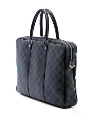 LOUIS VUITTON 2017 Damier Graphite Porte Documents Voyage Pm Business Bag - Black