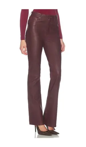 FRAME The Leather Reboot Pant In Burgundy - Currant