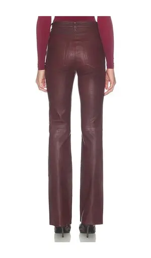 FRAME The Leather Reboot Pant In Burgundy - Currant