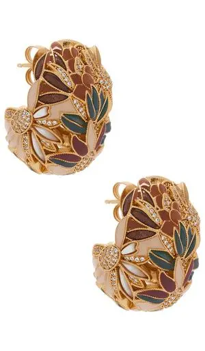 Zimmermann Botanica Stud Earrings In Metallic Gold - Multi