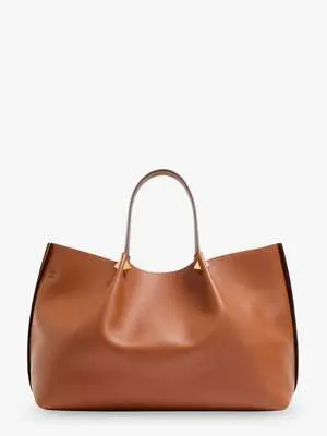 Valentino Garavani Vlogo Signature Leather Tote Bag - Brown
